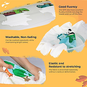 Enlite Premium DTF White Ink for DTF Heat Transfer Film Printing, Used for Epson Printhead L1800 L805 R1390 4720 I3200 XP600 DX7 DX5 5113, Great Fluency, Whiteness and Covering Rate, 33.8oz