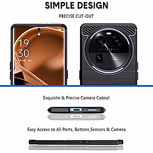 Natbok Designed for Oppo Find X6 Pro Case, Flexible TPU [Brushed Texture] [Anti-Slip] Shockproof Military Protection Bumper Phone Case,Slim Case Cover for Oppo Find X6 Pro,Black