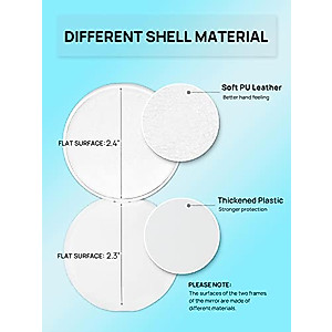 Getinbulk Compact Mirror Bulk, Small Pocket Makeup Round Mirror Double-Sided 1X/3X Magnifying PU Leather (White, 2.7 inches)