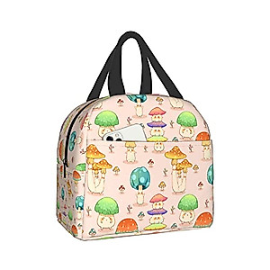 Cute Mushroom Portable Lunch Tote Bag Reusable Cute Lunch Box for Men and Women Perfect for Camping/Hiking/Picnic/Beach/Travel
