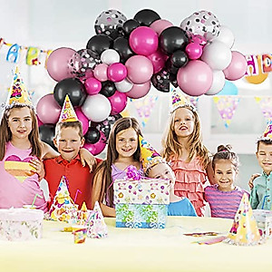Pink and Black Balloon Garland Kit, 114 Pcs Hot Pink Pastel Pink Black White Confetti Latex Balloons Mouse Theme Balloon Arch for Girls Women Birthday Wedding Baby Bridal Shower Party Decorations