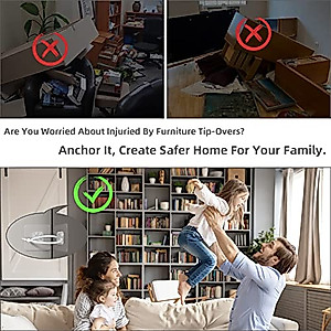 20 Pack Anti Tip Furniture Anchors No Drill, Baby Proofing Furniture Wall Anchor Straps, Adhesive Cabinet Safety Wall Anchors, Furniture Safety Straps for Bookcase Cabinet Drawer Dresser Shoe Shelf