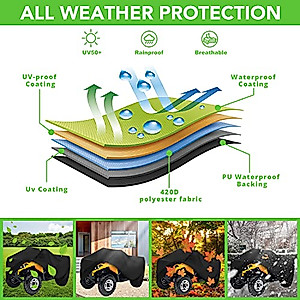 XYZCTEM Waterproof ATV Cover, Heavy Duty Black Protects 4 Wheeler from Snow Rain or Sun, Large Universal Size Fits 103 inch for Most Quads