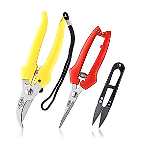 4 PCS Garden Shears, Stainless Steel Garden Scissors With PP Handle, Heavy Duty Hand Garden Clippers, Pruning Shears for flowers, plant, Floral and Bonsai