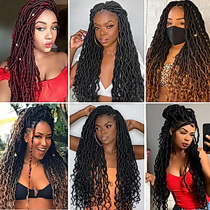 Goddess Locs Crochet Hair 20 Inch 6 Packs Faux Locs Crochet Hair Pre Looped Crochet Locs With Curly Ends Ombre Soft Loc Hair Extensions For Women(20",1b/27, 6packs)