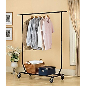 BestOffice 100 LB Heavy Duty Commercial Grade Clothing Garment Rolling Collapsible Rack, Black