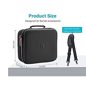 Kootek Carrying Case for Nintendo Switch and Switch OLED Model 2021, Hard Shell Travel Cases with 21 Games Storage Slots, Shoulder Strap, Storage for Switch Console, Pro Controller, Switch Dock