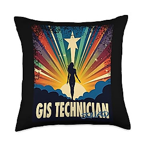 GIS TECHNICIAN Gifts GIS Technician Funny Female Hero Job Women Throw Pillow, 18x18, Multicolor