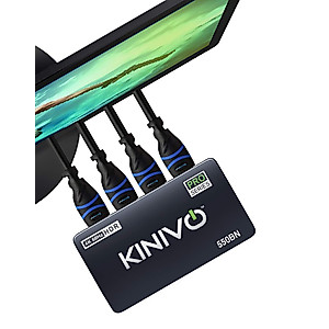 Kinivo 5 Port 4K HDMI Switch+ 4 Pack HDMI Cables - 6FT (4K 60Hz, HDMI 2.0, HDR) - Compatible with Roku, PS5, Xbox, Apple TV, Nintendo Switch, Cable Box