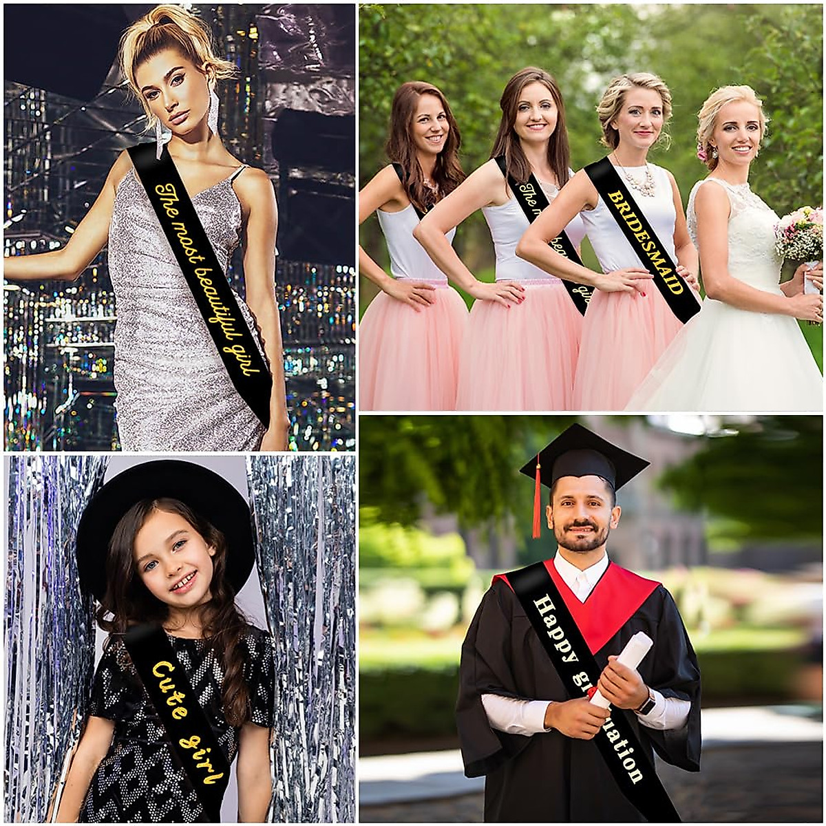 Black Sash Blank Sash 4pcs Black Birthday Sash Black Birthday Queen Sash Senior Sashes Mommy To Be Sash Miss Halloween Sash For Senior Night, Graduation, Diy, Beauty Pageant, Make Your Own Sash