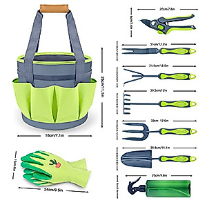 Altdorff Gardening Tool Set with Bag, 9 Pieces Gardening Tool Set Gift , Gardening Set Women with Heavy Duty Hand Tools, Gardening Planting Tool Set