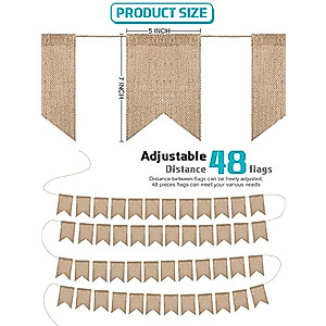 DIY Burlap Banner Kit with Letters, 48 Pcs Burlap Banner 30ft Swallowtail Flag with 36 Letter Number Stencil Customized Banner Kit for Birthday Wedding Holidays Party Decorations