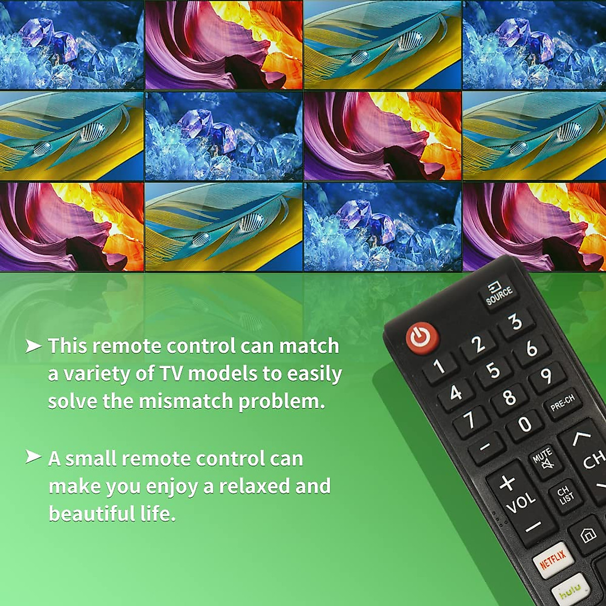 Universal Remote Control Replacement for Samsung Smart-TV LCD LED UHD QLED 4K Crystal UHD 6/7/8/9/TU-7000 Series Smart TVs, with Netflix, Prime Video Buttons(BN59-01315A/BN59-01315J/BN59-01315E)