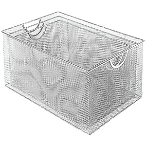 YBM HOME 2321-1116-198set Open Bin Storage Basket Organizer, Set of 3 13.25 x 8.5, 12 x 8 & 14.5 x 9, Silver, 3 Count