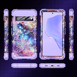 Uamark for Google Pixel 7 Pro Case,Three Layer Heavy Duty Sturdy Shockproof Full Body Drop Protective Women Girl Cover with 2 Camera Lens Protector Case for Google Pixel 7 Pro 5G (2022),Purple