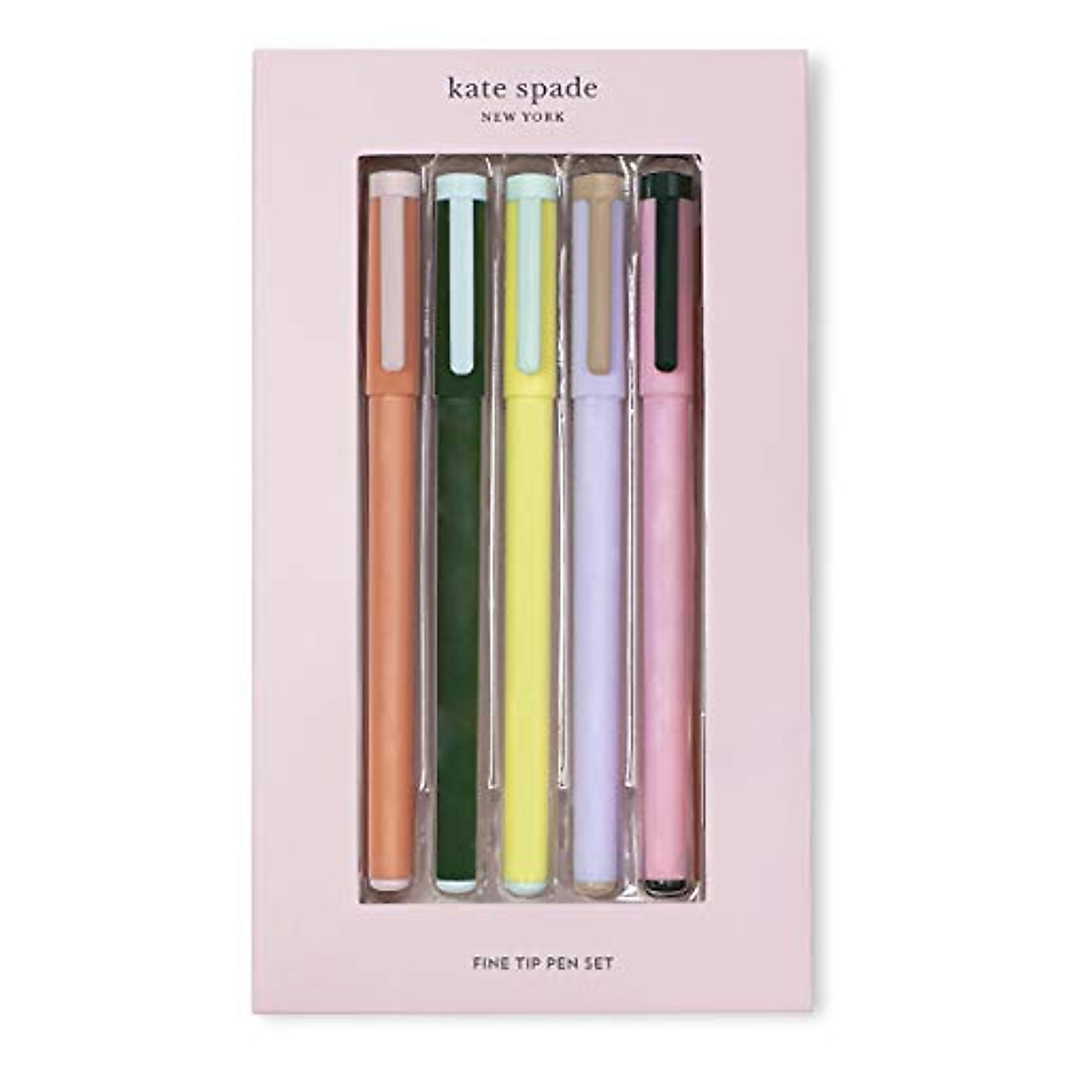 Kate Spade New York Black Ink Fine Tip Pen Set of 5, Colorblock