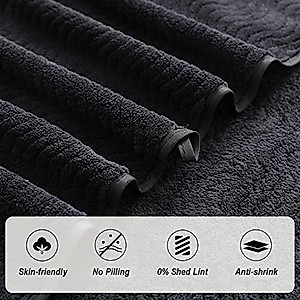Junsey Bathroom Towels Set of 4, 35x70 Inches Extra Large Bath Towels Oversized 600 GSM Shower Towels Quick Dry Ultra Soft Absorbent Bath Towels Sheet for Bathroom Hotel Spa Black