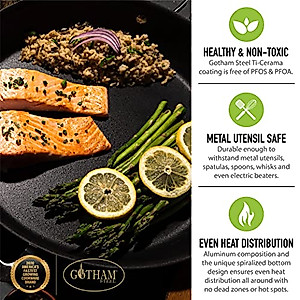 GOTHAM STEEL Cast Set, 2 Piece Nonstick Copper Fry Pans, 5.5” & 9.5” Non Stick Skillets, Metal Utensil Oven & Dishwasher Safe