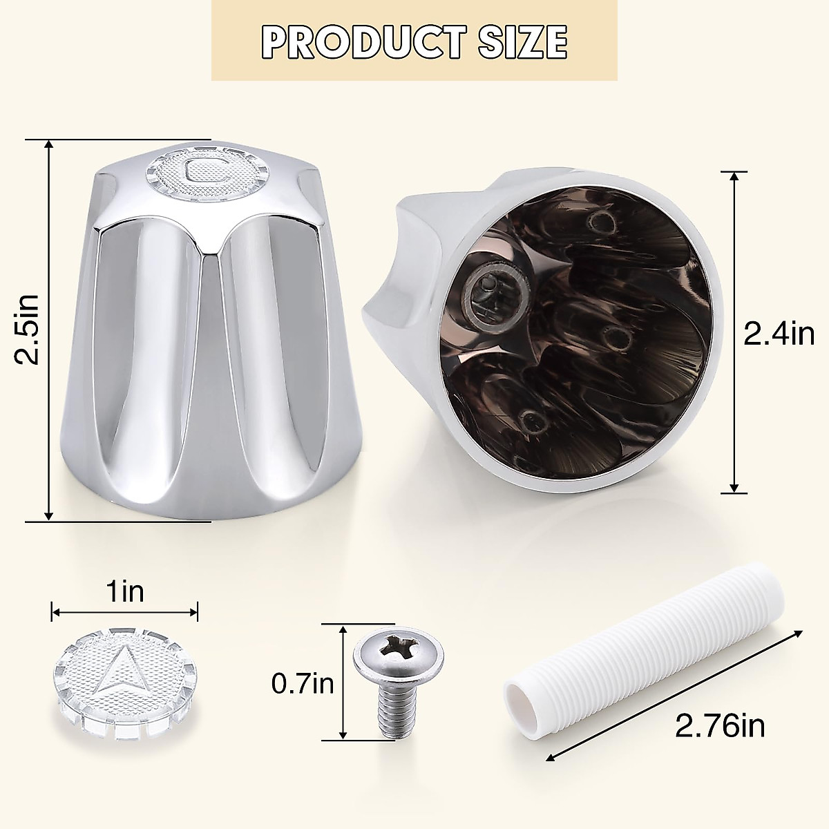 Shower Knobs 3 Piece Replacement for Fit for Price Pfister Tub Shower Faucet Handle Remodel Trim Kit, 3 Pieces Hot Cold and Diverter Shower Handles Replacement,Polished