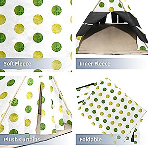 Y-DSIWX Guinea Pig Hideout House Bed, Green Yellow Watercolor Polka Dot Rabbit Cave, Squirrel Chinchilla Hamster Hedgehog Nest Cage