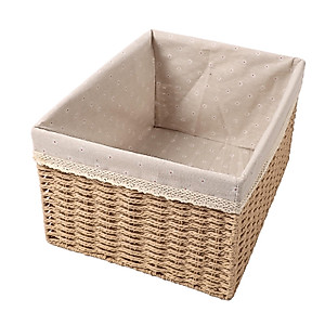 Set of 4 Straw Woven Various Sizes Stackable Bathroom Baskets Organize Home, Bedroom, office