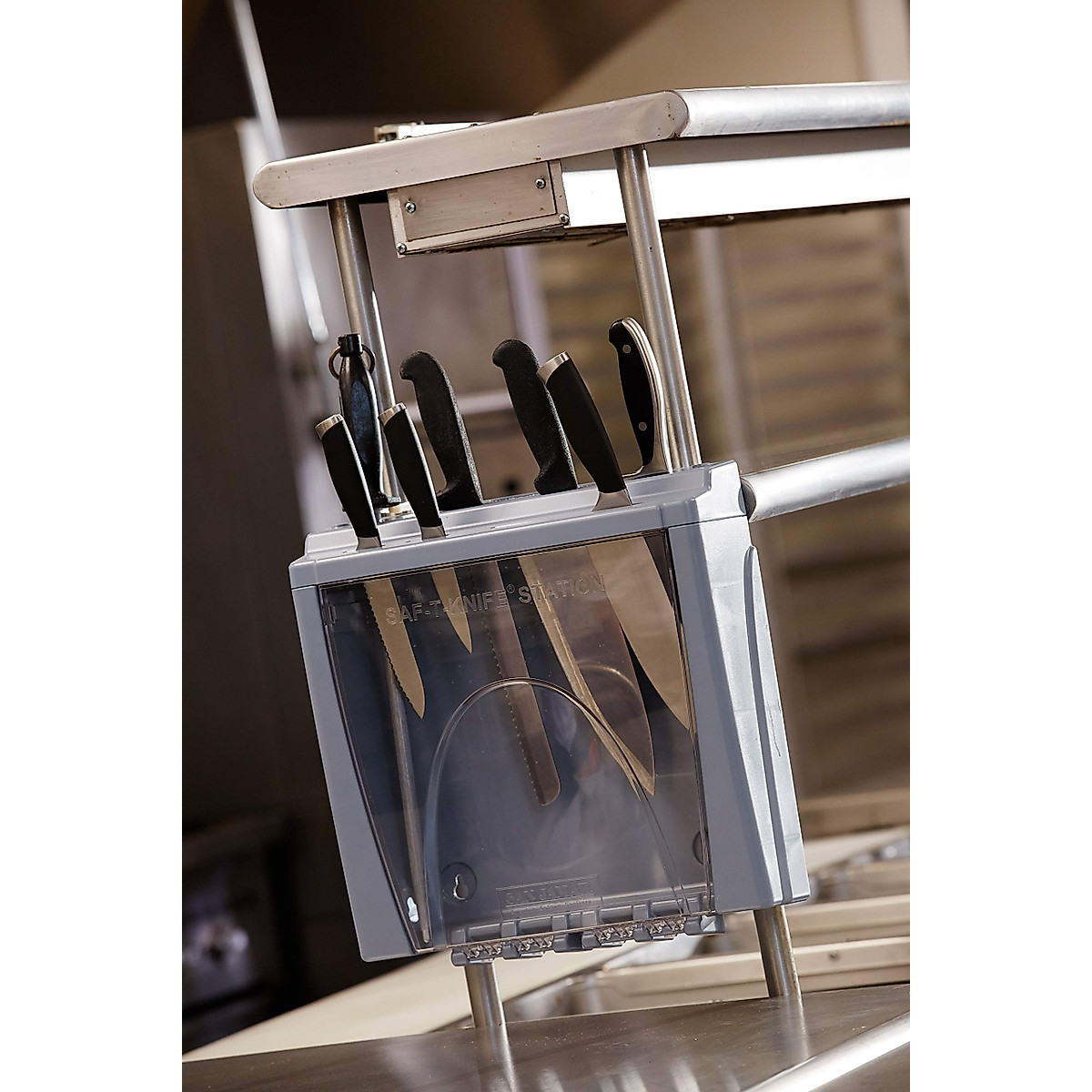 San Jamar STK1008 Saf-T-Knife Assembled Station, 15" Width x 15" Height x 4-1/4" Depth