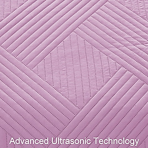 Whale Flotilla Queen Quilt Set, Soft Lightweight Quilts Bedspreads Coverlet with Embossed Pattern, Bedding Sets with 2 Pillow Shams, Reversible Bed Cover for All Seasons, 96x90 Inches, Purple