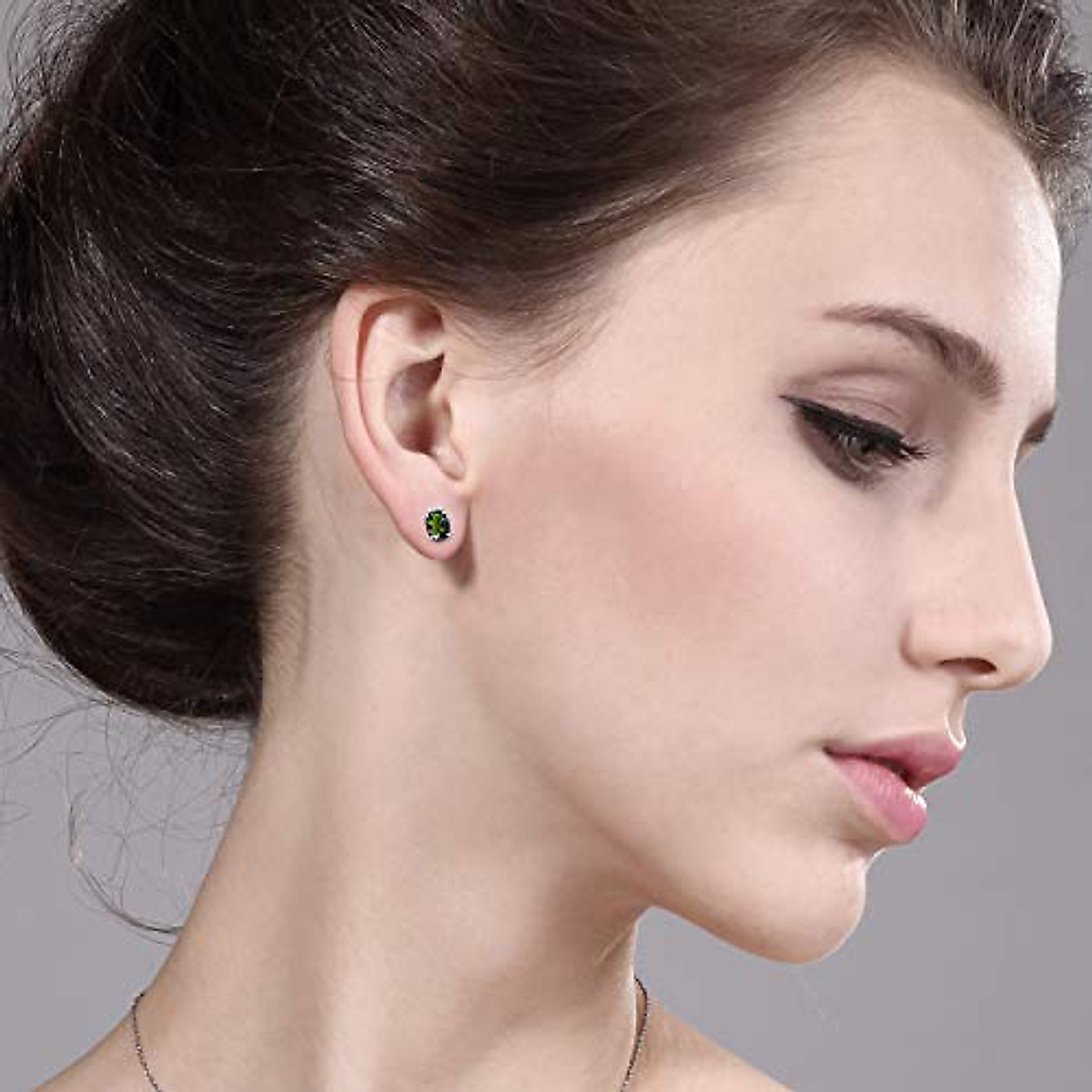 Gem Stone King 1.66 Ct Oval Green Mystic Topaz G-H Lab Grown Diamond 925 Silver Earrings