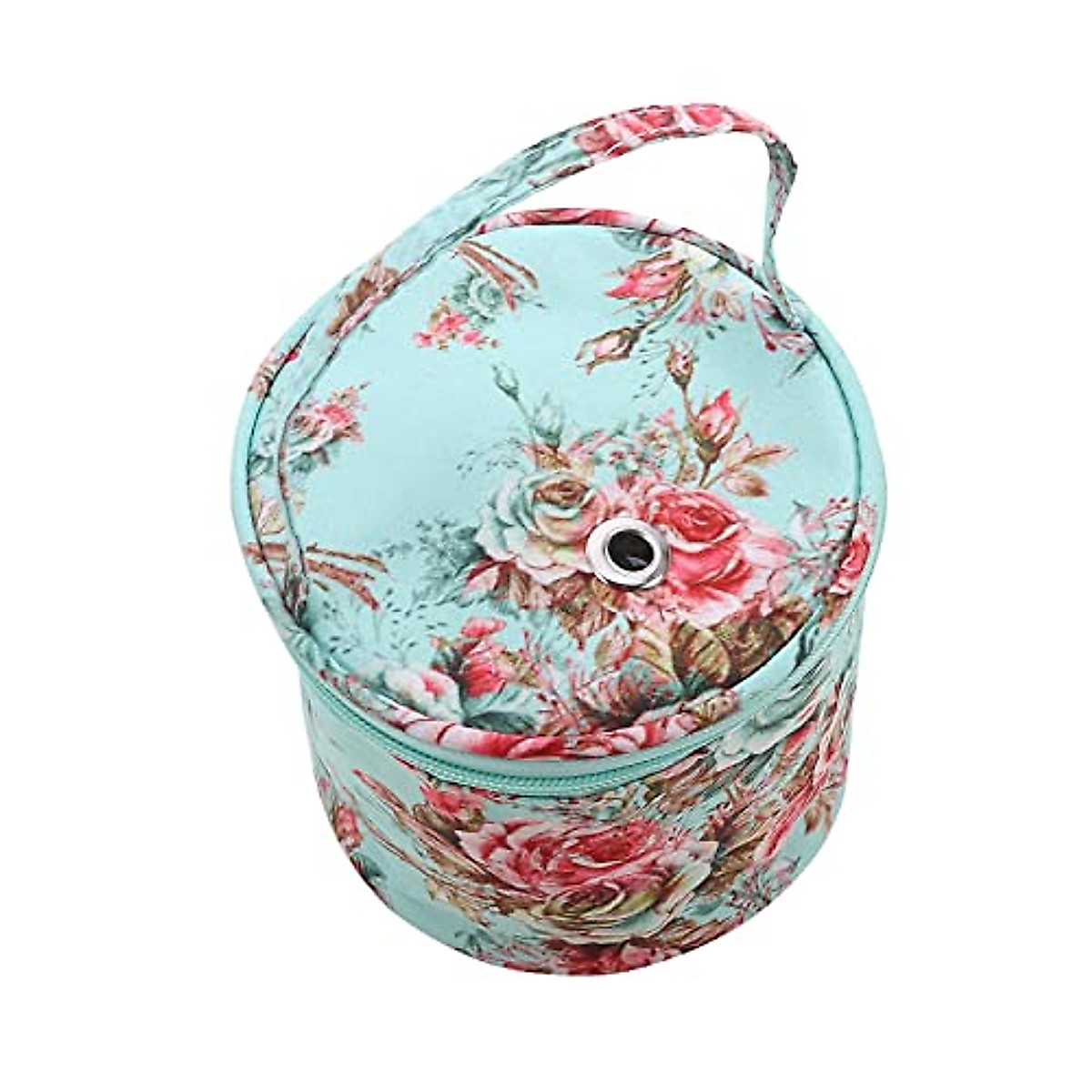 MagiDeal Yarn Storage Bag with Handle, Polyester Holder Case, Gift Tote Zipper Closure Crocheting Knitting Supplies Crochet Bag for Knitting Lovers, Flower