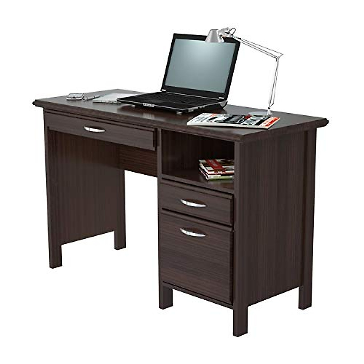 Inval America Softform Desk, Espresso-Wenge/Silver
