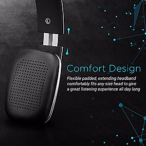 August EP636 Bluetooth Headphones - Wireless On-Ear Headphones with NFC/Headset Microphone - Silver