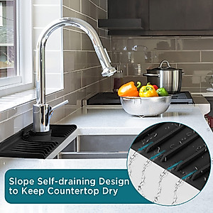 Silicone Faucet Mat - 2Pcs Silicone Faucet Handle Drip Catcher Tray for Kitchen Bathroom Countertop Sink Splash Guard Draining Dish Drying Pad