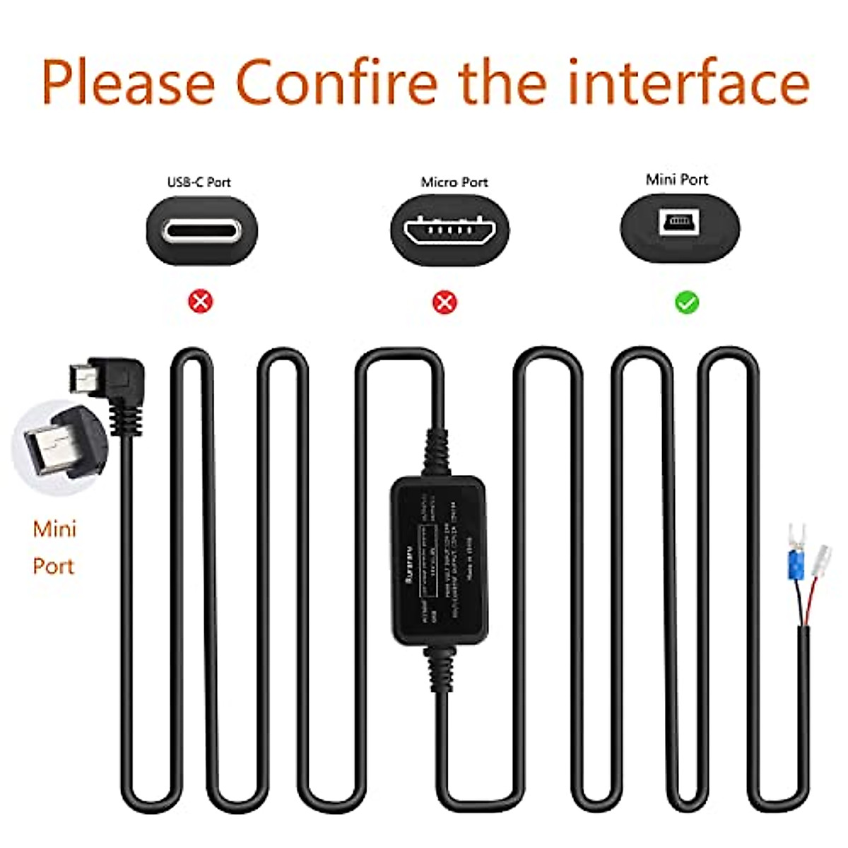 Dashcam Hardwiring Kit Mini USB Hard Wire Kit Compatible with Vantrue N2 Pro, N2, T2, N1 Pro, X4, M2，S1 Car Dash Camera Charger Cable Power Cord Power Supply, 4 Fuse Tap Cable and Installation Tool