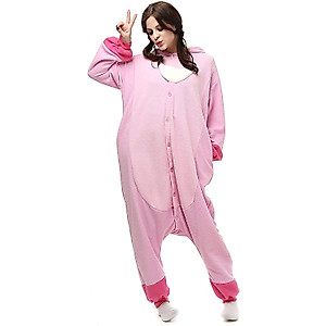 HAPPY LIVES Adult Women Onesie Pajama Halloween Costumes for Adult and Teenagers (Pink Stitch, X-Large)