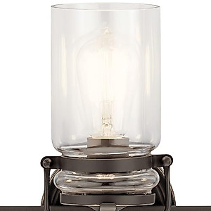 KICHLER Brinley 24" 3 Light Vanity Light with Clear Glass in Olde Bronze®