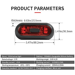 JIAN BOLAND Bike Helmet Light, Motorcycle Helmet Brake Light/Bike Bicycle LED Safety Warning Helmet Lights for Night Riding, Rechargeable Battery & IPX6 Waterproof