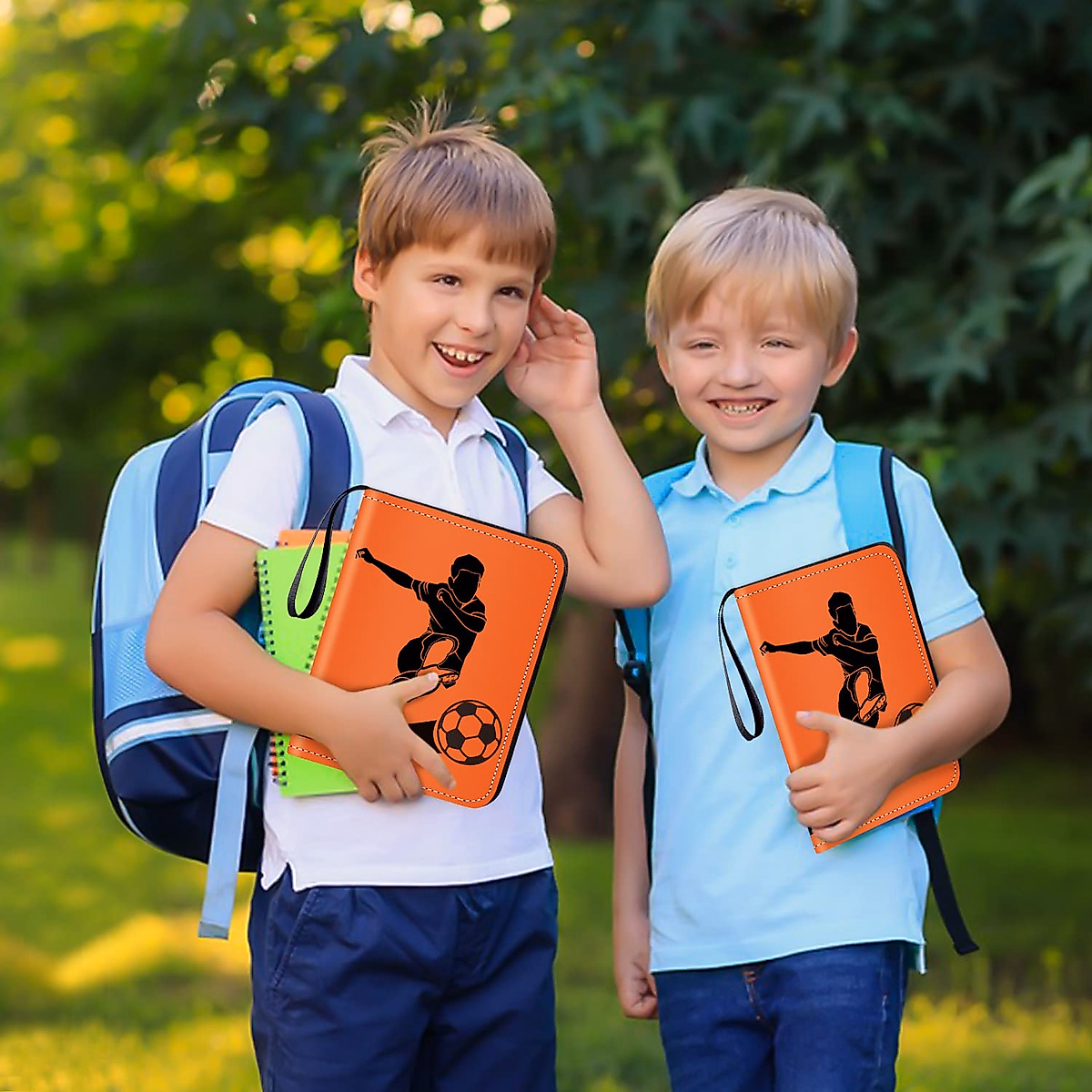 Soccer Card Binder 4-Pocket Trading Card Binder with 400 Card Sleeves Portable Card Album Case for Card Collection Soccer Star Sports Cards Display Case(400 Pocket Soccer)