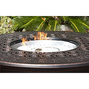 Fire Sense 62262 Dynasty Art Deco Aluminum Convertible Gas Fire Pit Table 55,000 BTU Multi-Functional Outdoor with Fire Bowl Lid, Nylon Weather Cover & Clear Fire Glass - Bronze Finish - Round - 44"