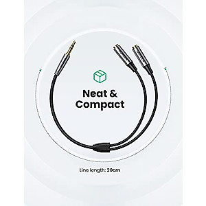 UGREEN Headphone Splitter 3.5mm Aux Splitter 2 Female to 1 Male Audio Y Splitter Stereo Dual Headphone Adapter Compatible with MacBook iPad PC Tablet Laptop TV Phone PS4 Speaker
