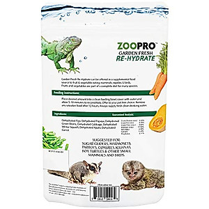 Exotic Nutrition Garden Fresh Re-Hydrate - High Calcium Dried Fruit & Vegetable Mix - for Sugar Gliders, Marmosets, Parrots, Conures, Iguanas, Turtles, Lizards, Bearded Dragons, & Other Small Pets