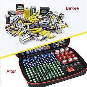 Battery Organizer Storage Box with Tester:Battery Vault Case Fireproof Waterproof Explosionproof Holder Box with Tester BT-168 Checker Carrying Case Container Bag Fit for 200+ Batteries AA AAA C D 9V