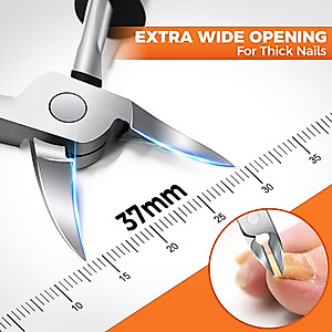 Toenail Clippers for Seniors & Thick Nails - DRMODE Precision Large Toe Nail Clippers for Thick Nails,Comfort Grip Fingernail Clipper, Ergonomic Long Handle Nail Cutter for Men and Women