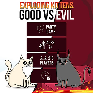 Exploding Kittens Good vs. Evil - 2-5 Players - Ages 7+ - Inspired by Netflix Show - High Stakes Family Card Game - Ideal for Party, Family Night - Animated Netflix Show