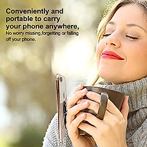 Phone Loop Ring Holder,Phone Strap Finger Holder, Phone Holder Finger Ring Stand Compatible with Magnetic Car Mount,Phone Grips Kickstand for All Phones and Tablets, Wireless Charging Available,Black