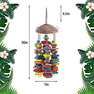 EBaokuup Large Bird Parrot Toys, Colorful Wooden Blocks Bird Chewing Toy Parrot Cage Bite Toy for Macaws Cokatoos African Grey and Large Medium Parrot Birds