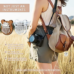 2 Pack Mini Kalimba Thumb Piano 8 Keys,Portable Solid Wood and Acrylic Mbira Finger Piano for Kids and Adults,Pocket Musical Gifts for Beginners w/Chain