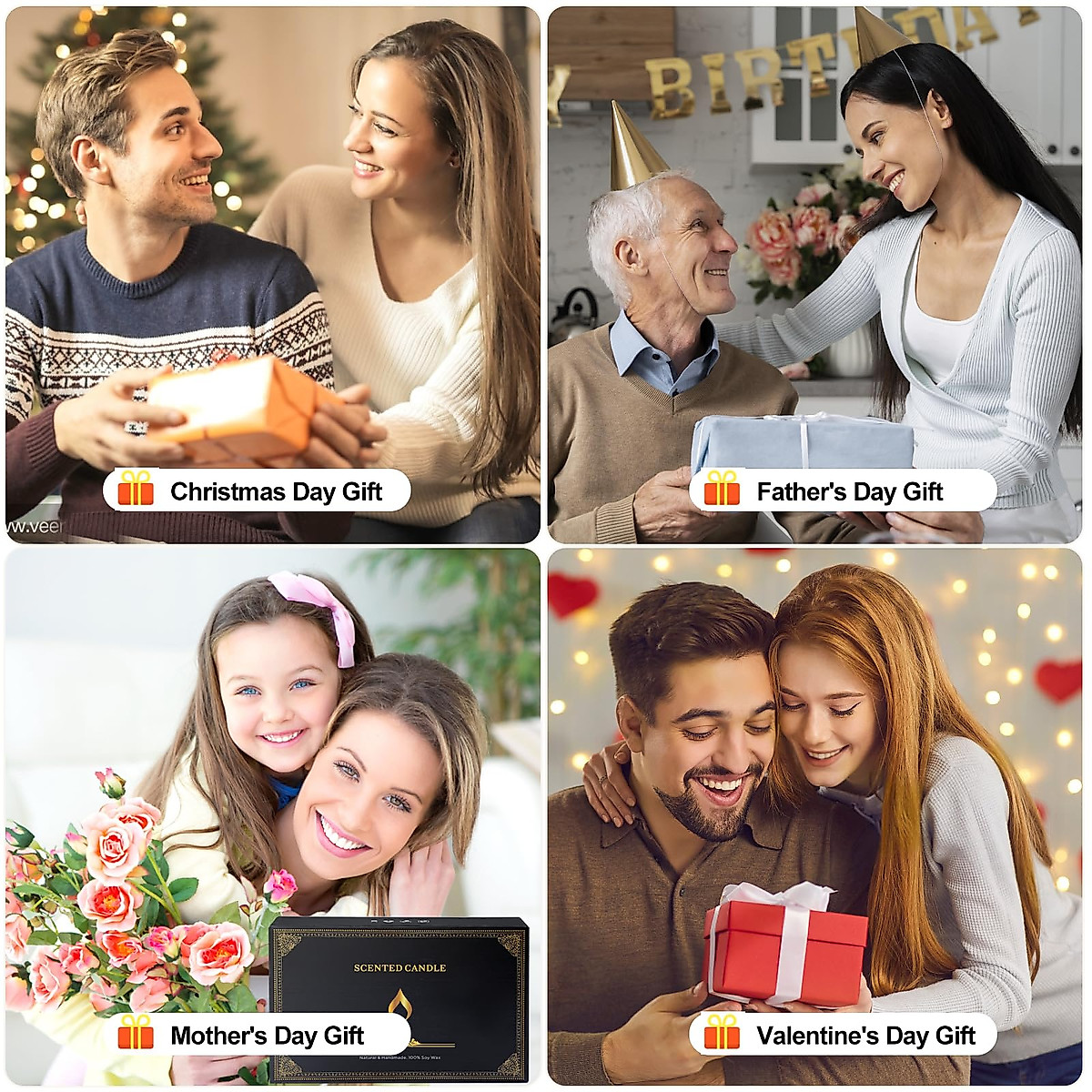 8 Pack Scented Candles for Home, Scented Candles Gifts Set for Men, Smoke-Free Strong Fragrance Long Lasting, Aromatherapy Candles Gifts for Women, Christmas Valentine Birthday Men Gifts