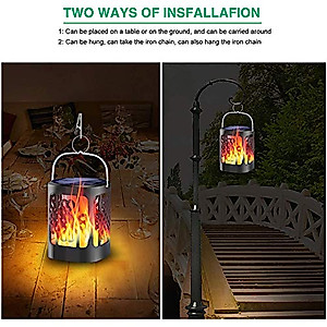 Upgraded Solar Lanterns Outdoor Hanging, YoungPower Dancing Flame Outdoor Torch Lights Solar Powered Umbrella Night Lights Dusk to Dawn Auto On/Off Landscape Lighting for Garden Camping Party, 4 Pack