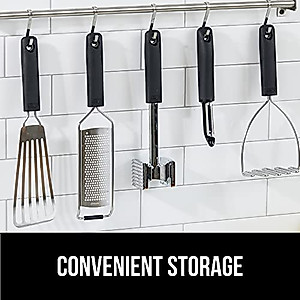 Gorilla Grip Swivel Vegetable Peeler, Sharp Stainless Steel Blades, Comfortable Handle, Dishwasher Safe, Kitchen Food Peelers, Easy Peeling, Peel Vegetables, Apple, Potato, Safe Blade Guard, Black