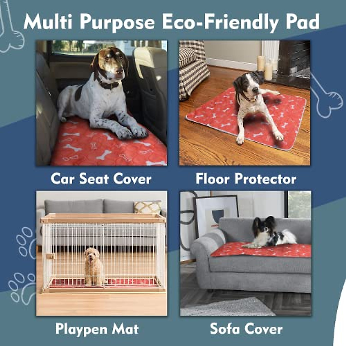 The Proper Pet Washable Pee Pads for Dogs, Reusable Puppy Pads 2 Pack - Easy to Clean, Waterproof Dog Mat, Puppy Mat - Reusable Dog Pee Pads - Washable Potty Pads for Dogs - Reusable Pee Pads for Dogs
